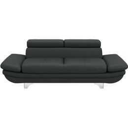 2-Sitzer COTTA "Enterprise", grau (fango), B:218cm H:91cm T:104cm, Softlux-Kunstleder;Luxus-Kunstleder, Sofas, 2-Sitzer, Big-Sofa, mit Armteilverstellung & Kopfteilverstellung