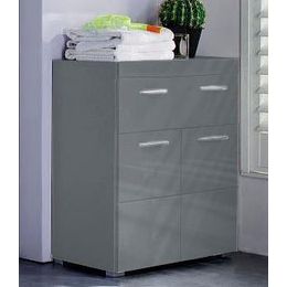 Unterschrank Welltime "Avena", grau (grau, grau hochglanz), B:73cm H:81cm T:31cm, Schr&auml;nke, Unterschrank, Badezimmerschrank mit 1 gro&szlig;en Schubkasten und 2 T&uuml;ren - 73/31/79 cm