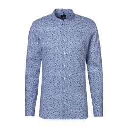 Businesshemd OLYMP "No. Six super slim", Herren, Gr. 36, N-Gr, blau (marine), Web, Obermaterial: 97% Baumwolle, 3% Elastolefin, Hemden Businesshemd, Mit Allover Blumenprint