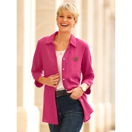 Longbluse Classic Basics, Damen, Gr. 52, magenta, 100% Baumwolle, unifarben, Blusen Longbluse
