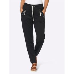 Schlupfhose Casual Looks, Damen, Gr. 24, Kurzgr&ouml;&szlig;en, schwarz, 76% Polyester, 20% Viskose, 4% Elasthan, unifarben, lang, Hosen Schlupfhose