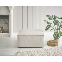 Hocker Home Affaire "SHERWOOD", beige (hellbeige), B:80cm H:42cm T:80cm, 100% Polyester, Hocker, Hocker, Hocker quadratisch, ideale Erg&auml;nzung zum Loveseat SHERWOOD