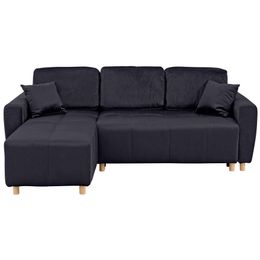 Ecksofa Home Affaire "Scania L-Form", grau (anthrazit), B:220cm H:86cm T:160cm, Microfaer (100% Polyester);Struktur fein (100% Polyester);Samtoptik (100% Polyester), Sofas, Ecksofa, wahlweise mit Bettfunktion und Bettkasten