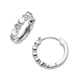 Paar Creolen Firetti "Schmuck Geschenk Silber 925 Ohrschmuck Ohrringe flache Kugeln", silberfarben, kristallwei&szlig;, kristallwei&szlig;, Ohrringe, Damen, 15,1mm, Silber 925 (Sterlingsilber), Paar Creolen, mit Zirkonia (synth.)