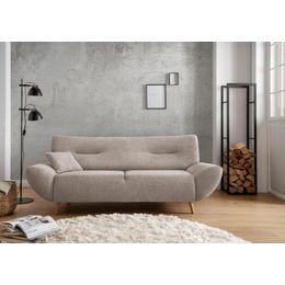 3-Sitzer Home Affaire "Drago", beige, B:205cm H:81cm T:90cm, 100% Polyester, Sofas, 3-Sitzer, frei im Raum stellbar, inkl. 1 Zierkissen