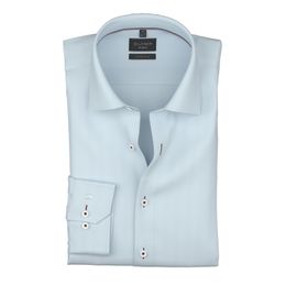 Langarmhemd OLYMP "No 6 six", Herren, Gr. 42, N-Gr, hellblau, Web, Obermaterial: 100% Baumwolle, unifarben, sehr schmal normal, 2-Knopf-Manschette, Hemden Langarmhemd, super slim, Kentkragen, Businesshemd