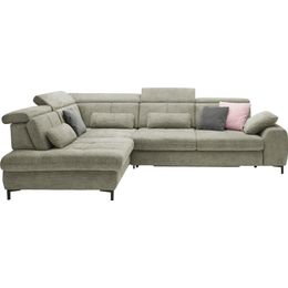 Ecksofa, gr&uuml;n (famosa gr&uuml;n), SET ONE BY Musterring, Sofas, B/H/T: 317cm x 86cm x 220cm, Flachgewebe, Armlehne rechts, Sitztiefenverstellung,ohne Kopfteilverstellung,Ohne Bettfunktion,Ohne Schubkasten, 100% Polyester, Ecksofa, Kaltschaumpolsterung, Flachgewebe, whlw. mit Funktionen, Sitzh&ouml;he 49, B:317cm H:86cm T:220cm