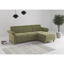 Ecksofa Home Affaire "Glendale, L-Form", hellgr&uuml;n, B:253cm H:84cm T:166cm, 100% Polyester, Sofas, Ecksofa, inkl. Kopfteilverstellung, wahlweise mit Vorziehsitz und Bettkasten