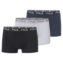 Boxershorts Fila "MAN BOXER SHORTS", Herren, Gr. XXL, schwarz (schwarz navy grau), Obermaterial: 95% Baumwolle, 5% Elasthan. Obermaterial 2: 67% Baumwolle, 28% Polyester, 5% Elasthan, unifarben, eng, Unterhosen Boxershorts, mit elastischem Logobund