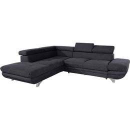 Ecksofa COTTA "Enterprise L-Form", schwarz, B:273cm H:72cm T:237cm, Struktur (100% Polyester );Chenille (90% Polyester; 10% Polyamid ), Sofas, Ecksofa, mit Arm- & Kopfteilverstellung, wahlweise mit Bettfunktion