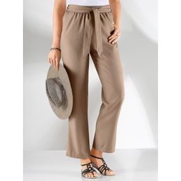 Palazzohose Classic Basics, Damen, Gr. 19, Kurzgr&ouml;&szlig;en, grau (taupe), 100% Polyester, unifarben, lang, Hosen Palazzohose