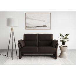 2-Sitzer DOMO collection "Pina, schmale Armlehnen, mit Federkern, kompakt & elegant", braun, B:159cm H:95cm T:88cm, 100% Polyester, Sofas, 2-Sitzer, Hoher Sitzkomfort, Luxus-Microfaser Lederoptik, braun, Breite 159 cm