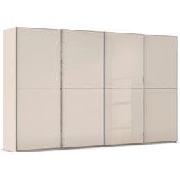 Schwebet&uuml;renschrank Rauch "Kleiderschrank Schrank Garderobe Schlafzimmerschrank SCALE-DUO", beige (champagner, glas champagner, griffleisten chrom), B:360cm H:223cm T:68cm, Holzwerkstoff, Schr&auml;nke, Schwebet&uuml;renschrank, edle zweigeteilte T&uuml;ren Glas-Front mit 3 Zierleisten MADE IN GERMANY