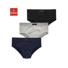 H.I.S. Slip H.I.S, Herren, Gr. XXL, 3 Stk., blau (marine, grau, meliert, schwarz), Jersey, Obermaterial: 95% Baumwolle, 5% Elasthan, unifarben, k&ouml;rpernah, Unterhosen Slip, ohne Seitennaht, Topseller