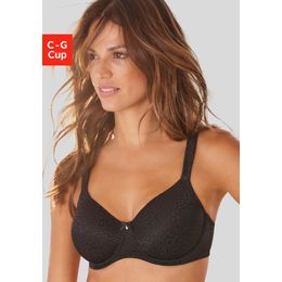 Minimizer-BH Lascana, Damen, Gr. 70, Cup C, schwarz, Spitze, Obermaterial: 88% Polyamid, 12% Elasthan, BHs Minimizer-BH, mit B&uuml;gel aus schimmernder Jaquardspitze