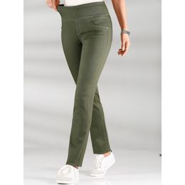 Schlupfhose Casual Looks, Damen, Gr. 36, Normalgr&ouml;&szlig;en, gr&uuml;n (khaki), 65% Baumwolle, 33% Polyester, 2% Elasthan, unifarben, lang, Hosen Schlupfhose