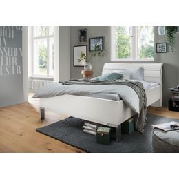 Futonbett Wiemann "Monaco, 4-fache Liegeh&ouml;henverstellung", wei&szlig; (wei&szlig;, leisten in chrom), B:169cm L:218cm, Betten, Futonbett, mit stilvollem Holzkopfteil, Made in Germany