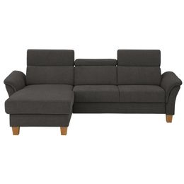 Ecksofa Home Affaire "Conville L-Form", braun (espresso), B:256cm H:84cm T:167cm, 100% Polyester, Sofas, Ecksofa, Federkern, wahlweise mit Bettfunktion und Bettkasten bzw. Stauraum