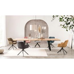 Esstisch Home Affaire "Hudson", beige (natur, schwarz), B:240cm H:77cm T:100cm, Tische, Esstisch, erweiterbar durch Ansteckplatte Hudson