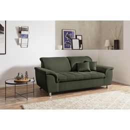 2-Sitzer DOMO collection "Franzi, zeitlos & elegant, moderne Sitzheftung", gr&uuml;n, B:190cm H:81cm T:105cm, Sofas, 2-Sitzer, wahlweise mit Kopfteilverstellung, inklusive Zierkissen