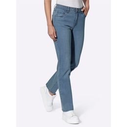 5-Pocket-Jeans Casual Looks, Damen, Gr. 36, Normalgr&ouml;&szlig;en, blau (blau, bleached), 99% Baumwolle, 1% Elasthan, unifarben, lang, Jeans 5-Pocket-Jeans