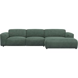 Ecksofa FLEXLUX "Lucera bequem und komfortabel durch hochwertigen Sitzaufbau, L-Form", gr&uuml;n (dusty gr&uuml;n), B:319cm H:73cm T:171cm, 85% Polyester/15%Polyamide, Sofas, Ecksofa, modern & anschmiegsam, Kaltschaum, Stahl-Wellenunterfederung