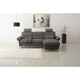 Ecksofa Home Affaire "Westerland L-Form", grau, B:252cm H:90cm T:162cm, 98% Polyester 2% Polyamid, Sofas, Ecksofa, Federkern-Polsterung, wahlweise mit Bettfunktion, Bettkasten