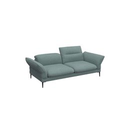 2,5-Sitzer FLEXLUX "Salino, Funktionssofa, Relaxsofa", blau (sky blau), B:215cm H:88cm T:105cm, 62% Polyester, 17% Cotton, 14% Viscose, 7% Linen, Sofas, 2 5-Sitzer, Sofa mit Arm- und Kopfteil-Verstellungen, Kaltschaum & Stahl-Wellen