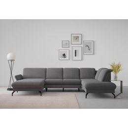 Sit & More Wohnlandschaft SIT & MORE "Fashion U-Form", braun (espresso), B:338cm H:84cm T:207cm, Sofas, Wohnlandschaft, wahlweise mit Kopfteilverstellung, Vorziehsitz, motorisch, Metallf&uuml;&szlig;e