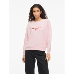 Sweater Vila "VISIFFI IMAGINE O-NECK L/S TOP/PB", Damen, Gr. M, cherry blossom print:embroidery jazzy, anemone, Sweatware, Obermaterial: 80% Polyester, 15% Viskose, 5% Elasthan, bedruckt, regular fit normal, Rundhals, Sweatshirts Sweater
