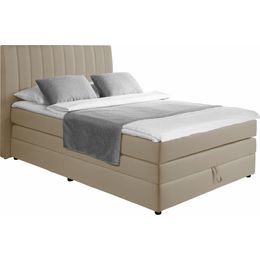 Boxspringbett Alina "Marvin", beige (schlamm tls 49), B:131cm L:212cm, Komplettbetten, Boxspringbett, inklusive Bettkasten und Topper, in diversen Ausf&uuml;hrungen