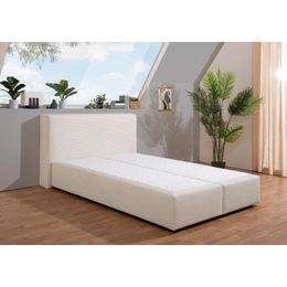 Boxspringbett Home Affaire "&Aring;by", beige (creme, beige), B:147cm L:225cm, Komplettbetten, Boxspringbett, In Cord Bezug, wahlweise mit und ohne Matrazte erh&auml;ltlich
