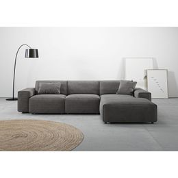 Ecksofa Home Affaire "Glimminge auch in Breitcord, Feincord, Boucl&eacute; + Easy care-Bezug", grau (dunkelgrau), B:294cm H:71cm T:191cm, 12% Polyaxryl, 88% Polyester, Sofas, Ecksofa, L-Form, Breite 294, Zierkissen