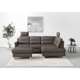 Sit & More Ecksofa SIT & MORE "Far&ouml; L-Form", braun, B:251cm H:90cm T:187cm, Sofas, Ecksofa, inklusive Federkern, wahlweise mit Bettfunktion und Bettkasten
