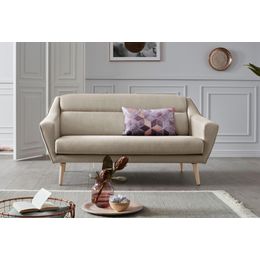 2-Sitzer OTTO HOME "Bille", beige (creme), B:167cm H:86cm T:90cm, Luxus-Microfaser weich (100% Polyester);Samtoptik (100% Polyester);Struktur (100% Polyester);Struktur fein (100% Polyester), Sofas, 2-Sitzer, mit Naht im R&uuml;ckenkissen und Eiche-Beinen, Design by Morten Georgsen