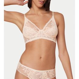B&uuml;gelloser BH Triumph "Amourette Charm Delight N", Damen, Gr. 90, Cup E, beige (fresh powder), Spitze, Obermaterial: 81% Polyamid, 15% Elasthan, 4% Modal, gebl&uuml;mt, kontrastfarbene Details, unifarben, BHs B&uuml;gelloser BH, mit zarter zweifarbiger Spitze und Push-Up-Effekt