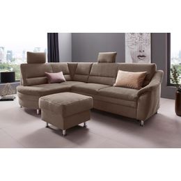 Ecksofa Home Affaire "Cardoso L-Form", braun (chocco), B:250cm H:90cm T:175cm, Struktur impr&auml;gniert (100% Polyester);Luxus-Microfaser ALTARA NUBUCK (100% Polyester);Struktur (52% Polyester, 35% Polyacryl, 13% Baumwolle);Luxus-Microfaser weich (90% Polyester, 10% Polyamid), Sofas, Ecksofa, Federkern, wahlweise mit Bett, Schubkasten