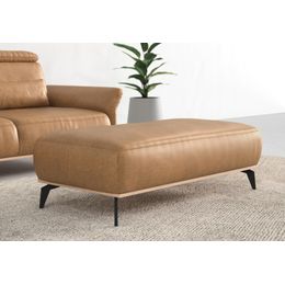 Polsterhocker Home Affaire "Fjord", braun (cognac), B:132cm H:45cm T:70cm, 100% Polyester, Hocker, Polsterhocker, Mit einem Holzrahmen in Buche massiv eichefarbig, mit F&uuml;&szlig;en 15 cm hoch