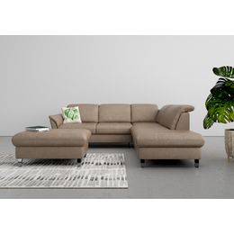 Sit & More Ecksofa SIT & MORE "Maggiore L-Form", grau (taupe), B:261cm T:224cm, 100% Polyester, Sofas, Ecksofa, wahlweise mit Kopfteilverstellung, Bettfunktion und Stauraum