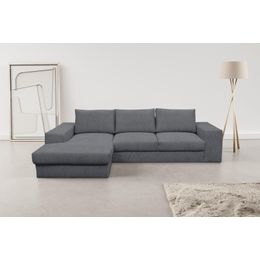 Ecksofa WERK2 "Rozzana Design Ecksofa mit hohem Komfort, zeitlos & elegant, L-Form", grau, B:280cm H:86cm T:190cm, 100% Polyester, Sofas, Ecksofa, in kuschelweichen Trendstoffen Cord, Breitcord und Pl&uuml;sch