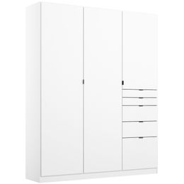 Dreht&uuml;renschrank Rauch "Kleiderschrank Schrank Garderobe W&auml;scheschrank Ankleide ONTARIO", wei&szlig;, B:136cm H:197cm T:54cm, Holzwerkstoff, Schr&auml;nke, Dreht&uuml;renschrank, mit 5 Schubladen in unterschiedlichen Gr&ouml;&szlig;en MADE IN GERMANY