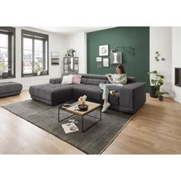 Ecksofa DIE PLANBAR "MP-IN15053 L-Form schmaler Schenkel", grau (anthrazit), B:303cm H:75cm T:190cm, 88% Polyester; 12% Polyamid, Sofas, Ecksofa, mit Kopfteilverstellung, wahlweise mit manueller Vorziehbank