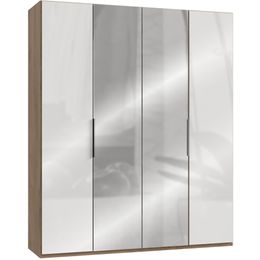 Kleiderschrank wimex "Level by fresh to go", braun (plankeneichefarben, wei&szlig;glas), B:200cm H:236cm T:58cm, Schr&auml;nke, Kleiderschrank, mit Glas- und Spiegelt&uuml;ren
