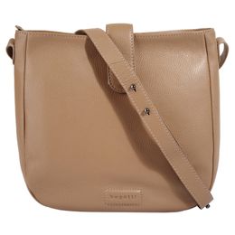 Henkeltasche Bugatti "ELSA", Damen, Gr. B/H/T: 30cm x 28cm x 6cm onesize, beige (sand), Leder, leicht gl&auml;nzend, unifarben, Taschen Henkeltasche, echt Leder