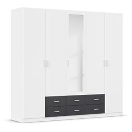 Kleiderschrank Rauch "Schrank Garderobe Ankleide GAMMA Breiten 91/136/181/226/271/315/360 cm", wei&szlig; (alpinwei&szlig;, graumetallic, griffe alu), B:226cm H:210cm T:54cm, Holzwerkstoff, Schr&auml;nke, Kleiderschrank, verschiedene Griff-Varianten, mit Spiegel TOPSELLER MADE IN GERMANY