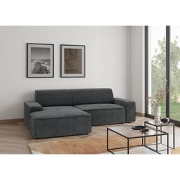 Ecksofa Trendmanufaktur "Graz, wahlweise mit Sitzvorschub und Bettkasten, L-Form, Breite 246 cm", grau (dunkelgrau), B:246cm H:73cm T:162cm, 92% Polyester, 8% Polyamid, Sofas, Ecksofa, in Cord-, haustierfreundlichem LEO Struktur- oder LUMOS-3D-Bezug