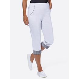 Caprihose Casual Looks, Damen, Gr. 52, Normalgr&ouml;&szlig;en, wei&szlig;, 72% Viskose, 25% Polyamid, 3% Elasthan, gemustert, mehrfarbig, knielang, Hosen Caprihose