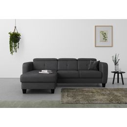 Sit & More Ecksofa SIT & MORE "Belluci L-Form", grau (anthrazit), B:247cm H:85cm T:170cm, Sofas, Ecksofa, inklusive Federkern, wahlweise mit Bettfunktion und Bettkasten
