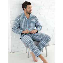 King&acute;S Club Schlafanzug KINGS CLUB, Herren, Gr. 56/58, blau (blau, kariert), 100% Baumwolle, Homewear-Sets Schlafanzug