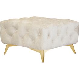 Polsterhocker Home Affaire "Glynis", beige, B:80cm H:45cm T:80cm, Struktur (100% Polyester);Samtoptik (100% Polyester), Hocker, Polsterhocker, aufw&auml;ndige Knopfheftung, moderne Chesterfield Optik, Fu&szlig;farbe w&auml;hlbar